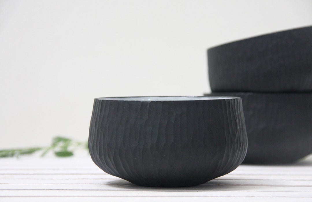 Ceramic Bowl in Black Hand-carved Pattern.modern Tableware,serving Bowl ...