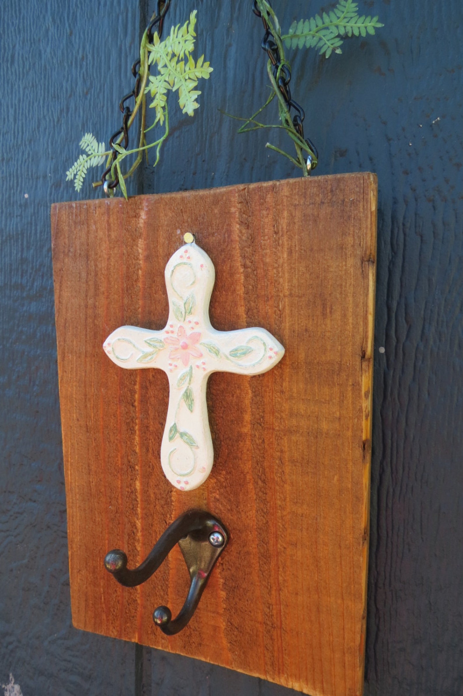 Hanging Wooden Hook Decor /sign With Ceramic Hand Painted | Etsy