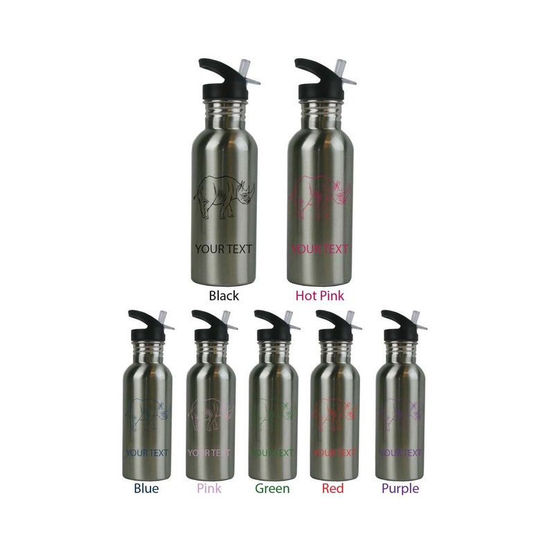 Personalized Custom 20 Oz 600ML Rhino Stainless Steel Water Bottle With ...