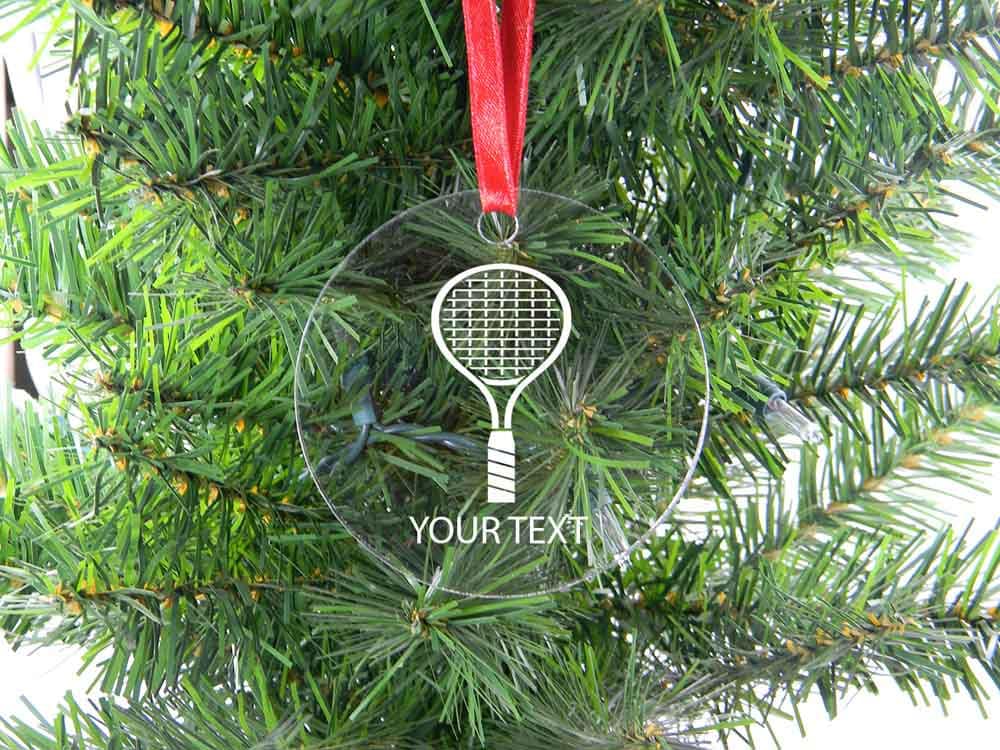 Personalized Custom Tennis Racket Clear Acrylic Christmas Tree Ornament ...