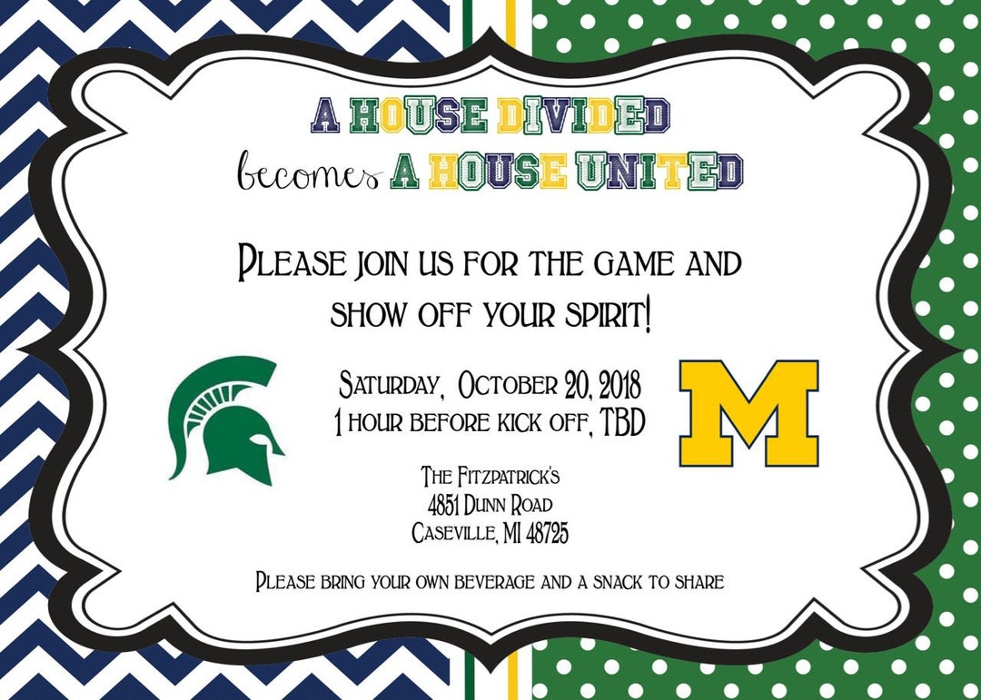Michigan V Michigan State House Divided Invitation - Etsy UK