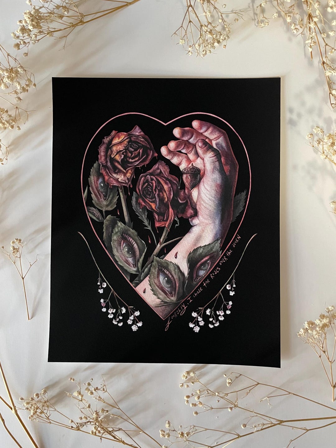 Fine Art Print- Roses and the Acorn and Baby's Breath - Anti Valentine ...