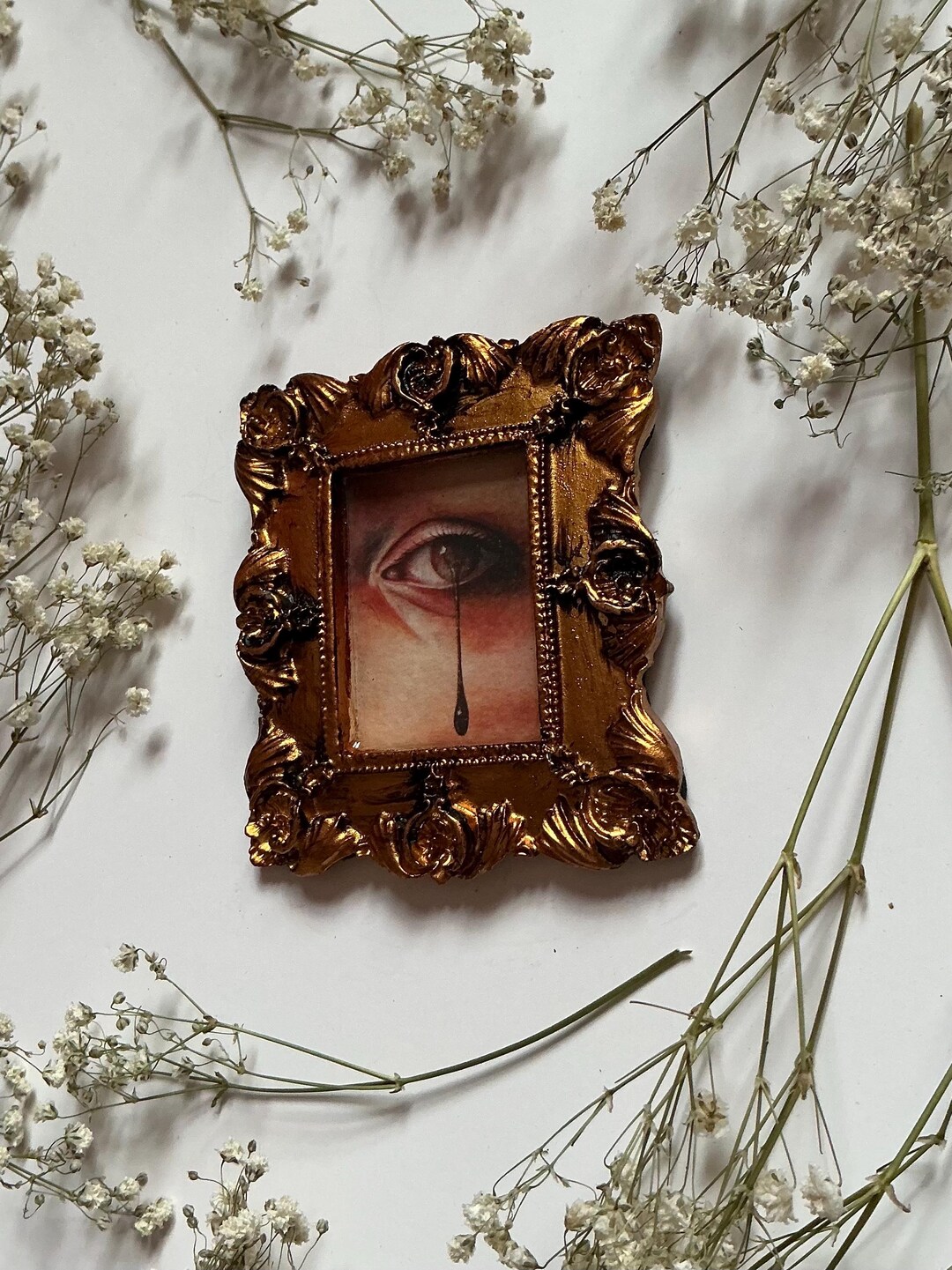 Drip Eye Print Resin in Antique Ornate Frame - Spooky Watercolor ...