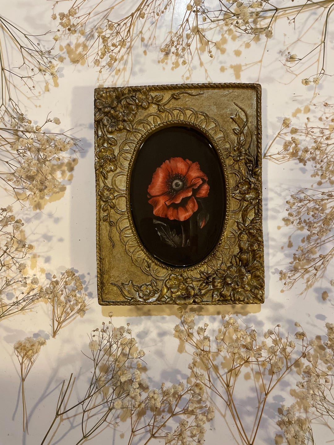 Poppy Eye Print Resin in Antique Ornate Frame - Spooky Watercolor ...