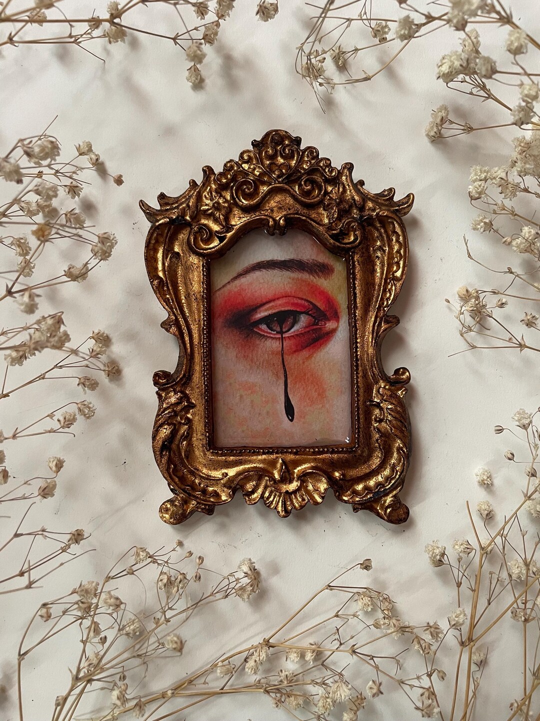 Drip Eye Print Resin in Antique Ornate Frame - Spooky Watercolor ...