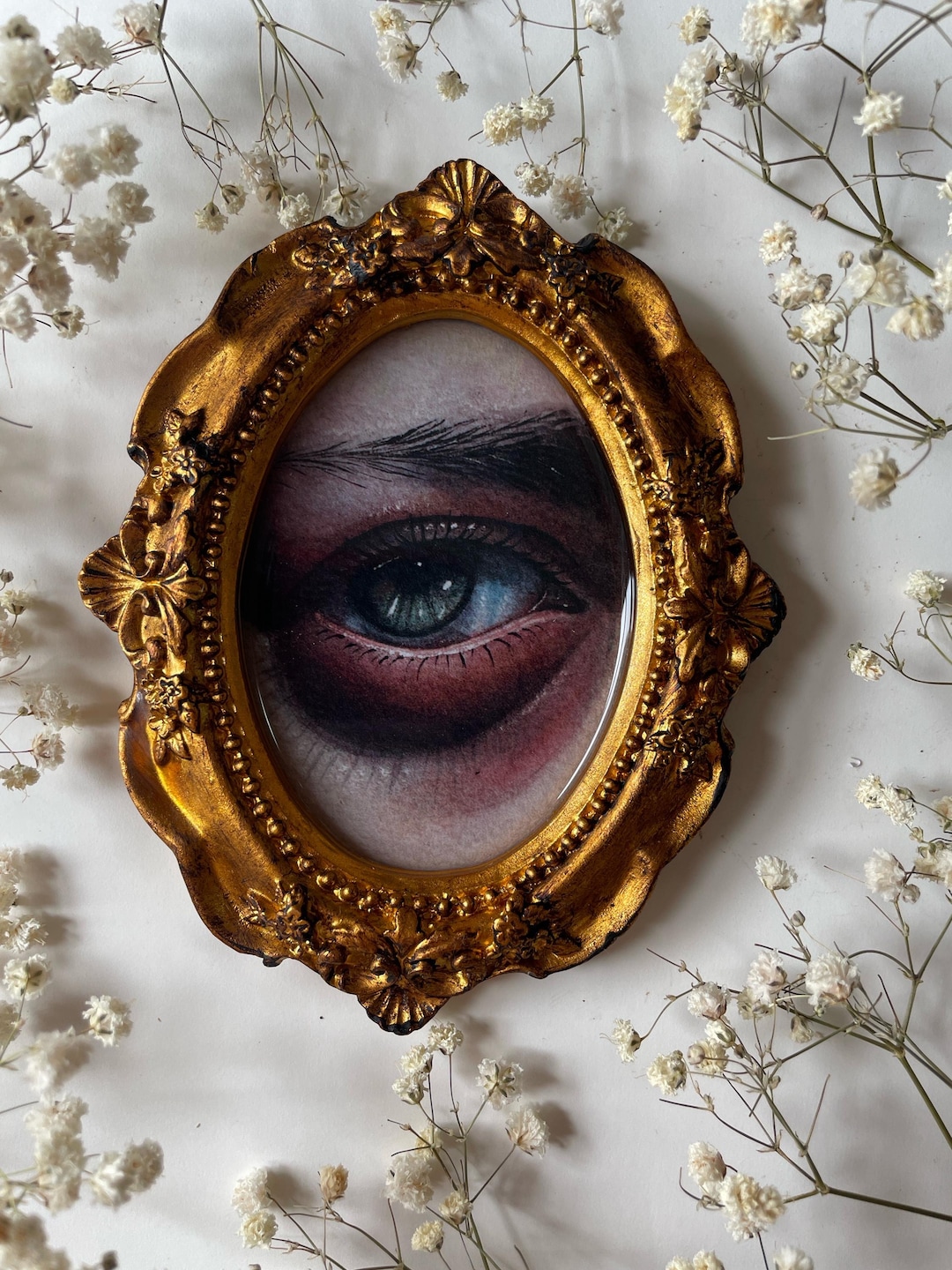 Eye Print Resin in Antique Ornate Frame - Spooky Watercolor Painting ...