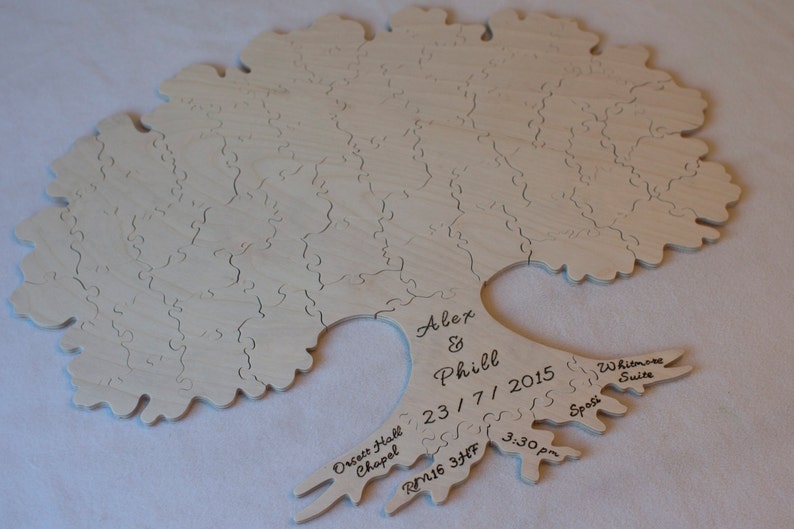 Tree With Roots Puzzle Wooden Alternative Guest Book for - Etsy