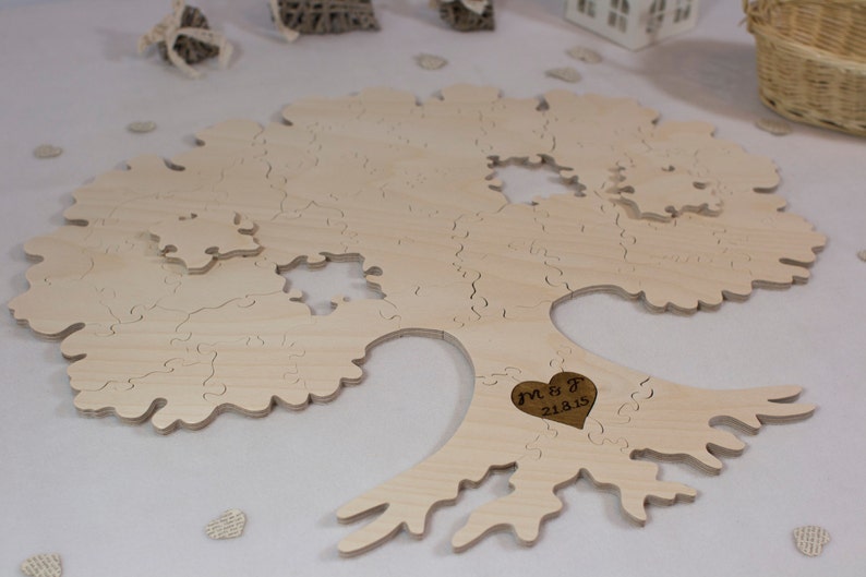 Tree With Roots Puzzle Wooden Alternative Guest Book for - Etsy