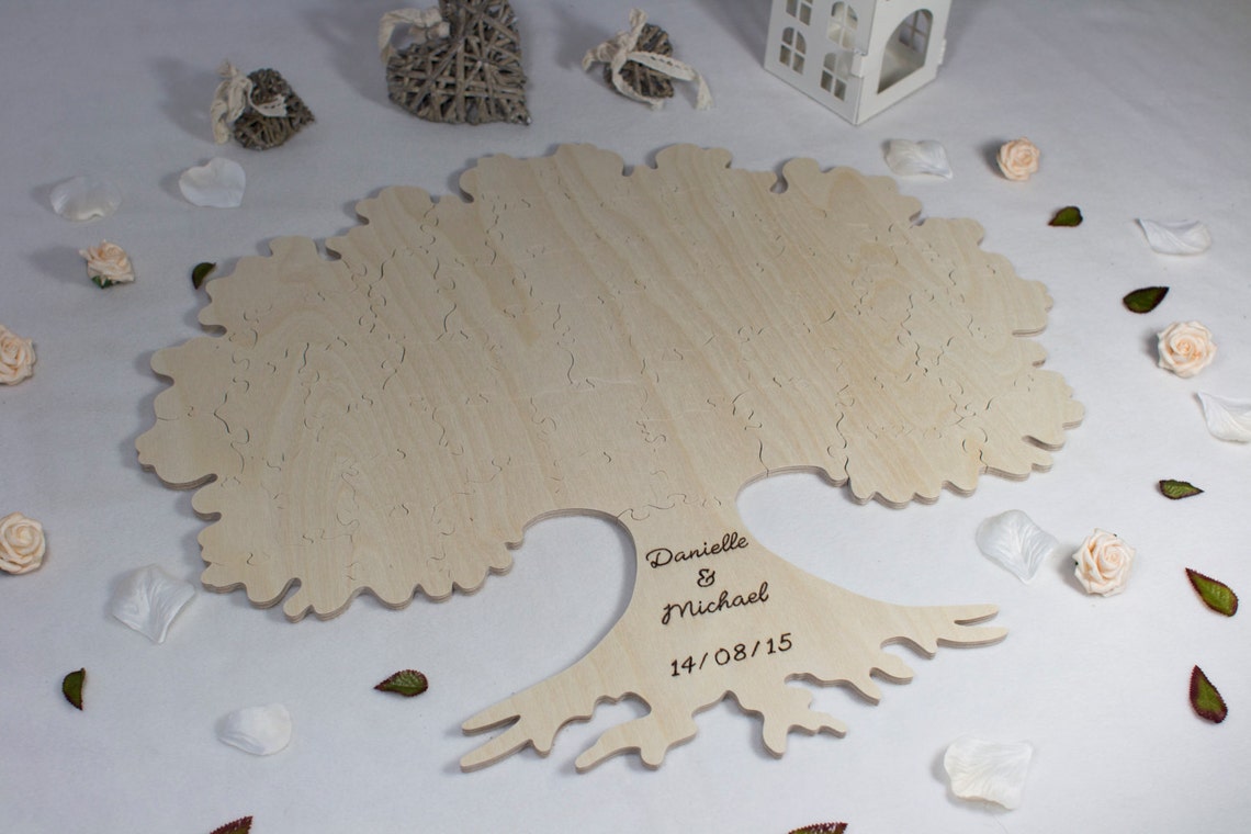 Tree With Roots Puzzle Wooden Alternative Guest Book for - Etsy