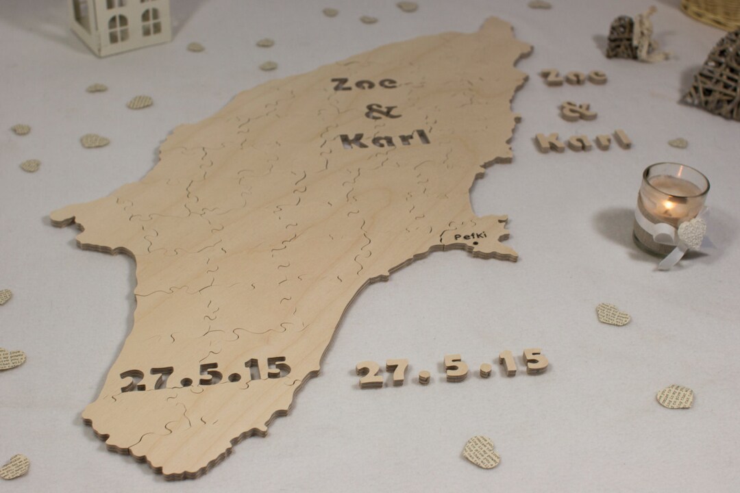Map / Custom Shaped Puzzle - Alternative Guest Book Puzzle for Weddings ...