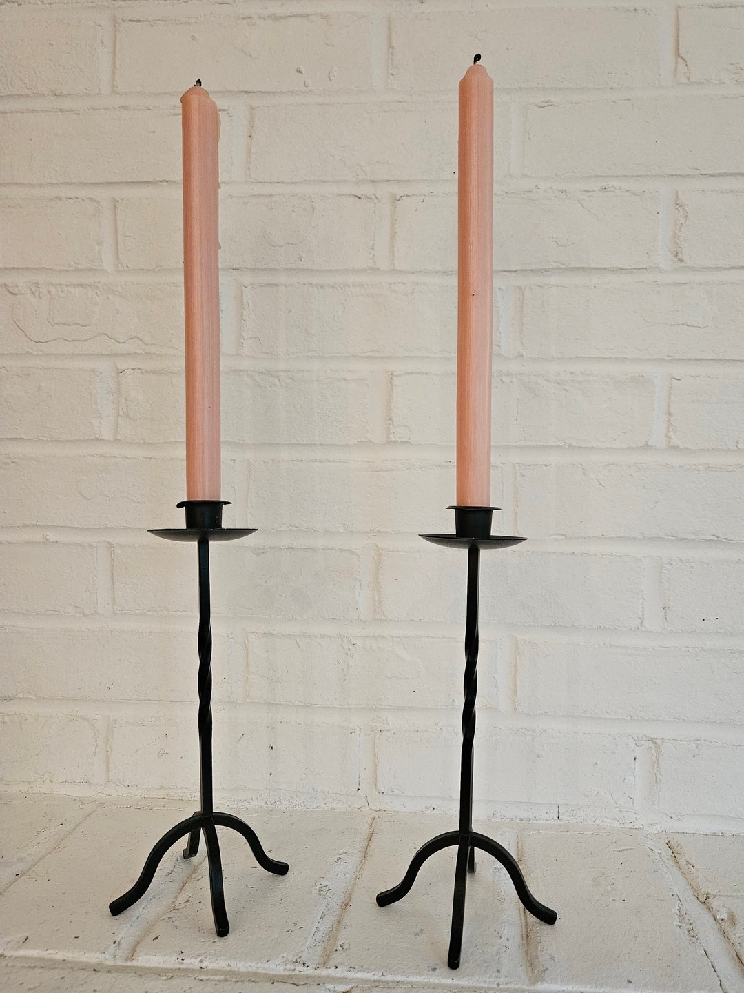 Vintage Black Twist Metal Pair of Candlesticks - Etsy