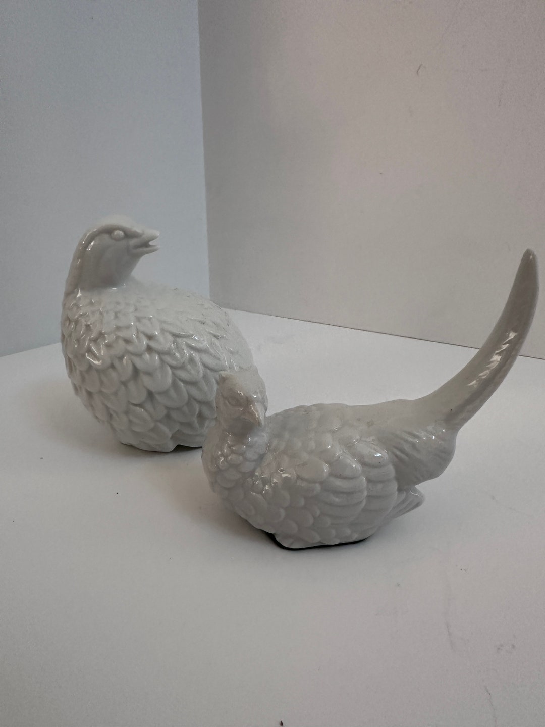 Porcelain Quail Statues - Bird Figurines - Whiteware Stoneware ...