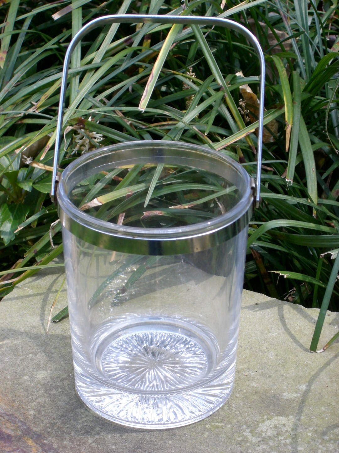 Ice Bucket With Handle - Glass - Vintage - Etsy
