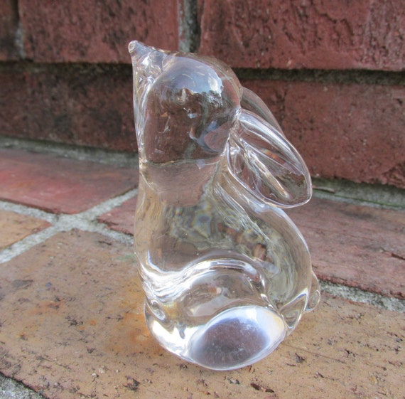 Bunny Figurine Clear Glass Bunny Vintage | Etsy