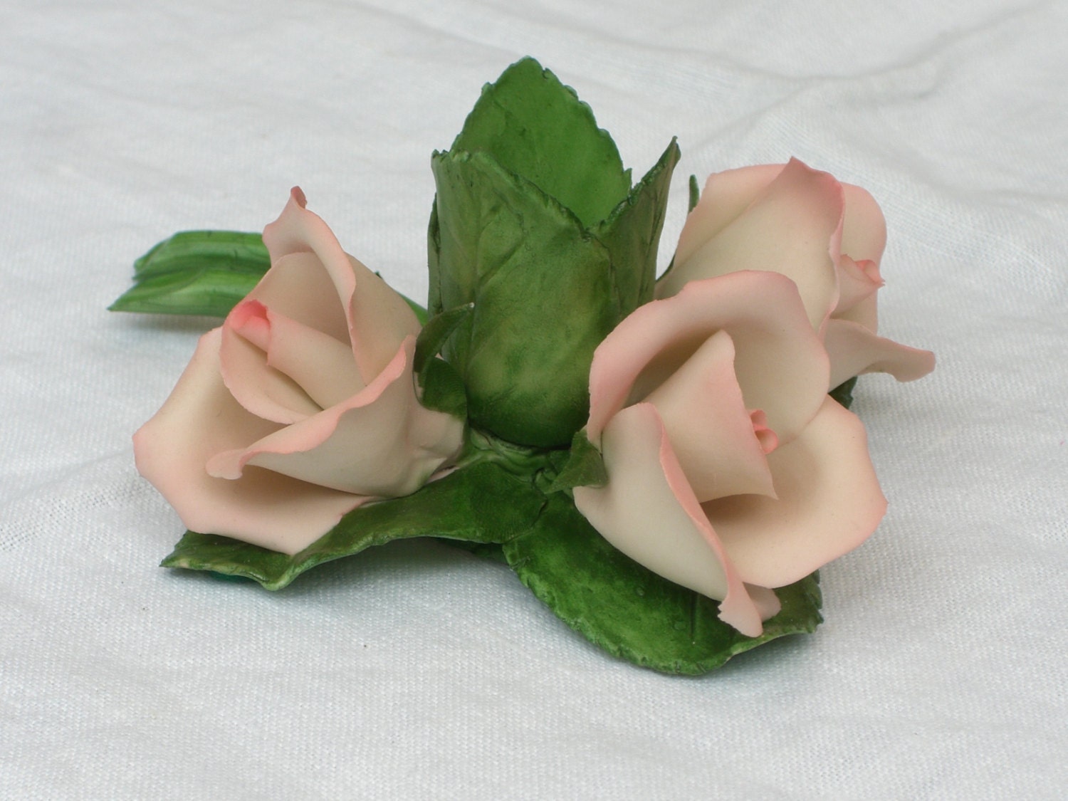 Vintage Capodimonte Porcelain Rose Candle Holder - Fabar Italy - Etsy