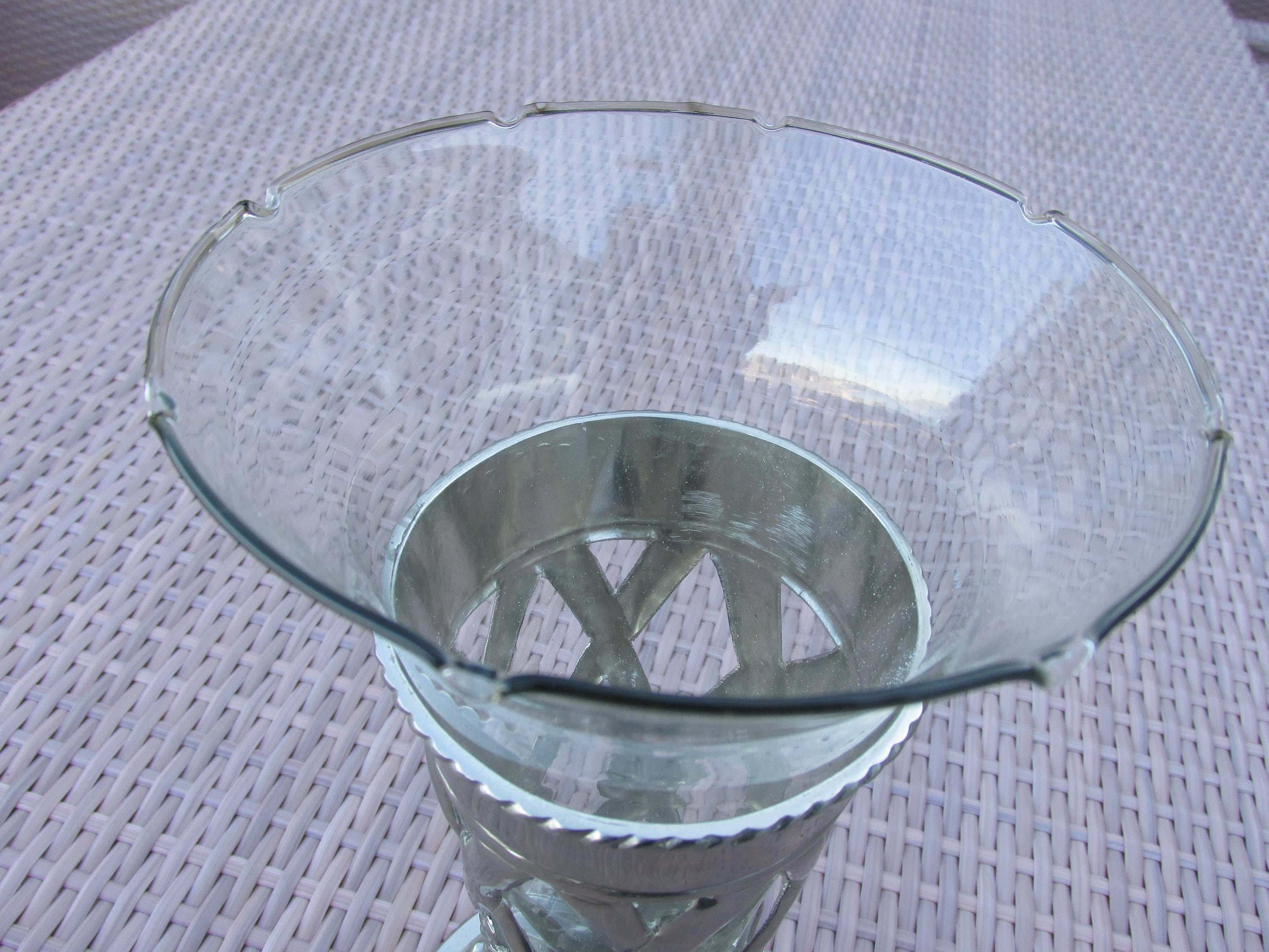Glass Cone Vase in Silver Metal Stand - Etsy