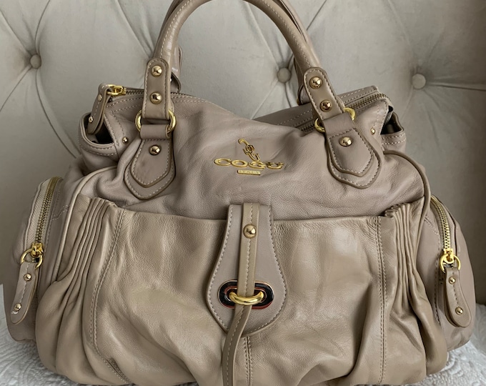 COGU by Cosimo Gucci Sheep Wrinkle Style Beige Leather Satchel Handbag ...