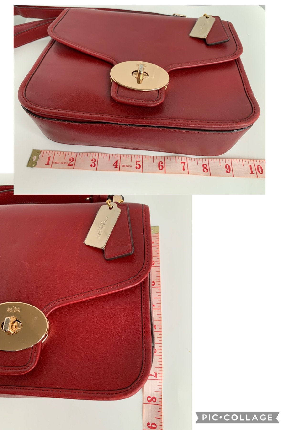 Coach Red Leather Convertible Strap Satchel Crossbody Purse Bag # G1480 ...