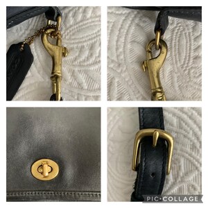 Vintage Coach Vintage Court Black Leather Flap Over Lined Leather Top ...