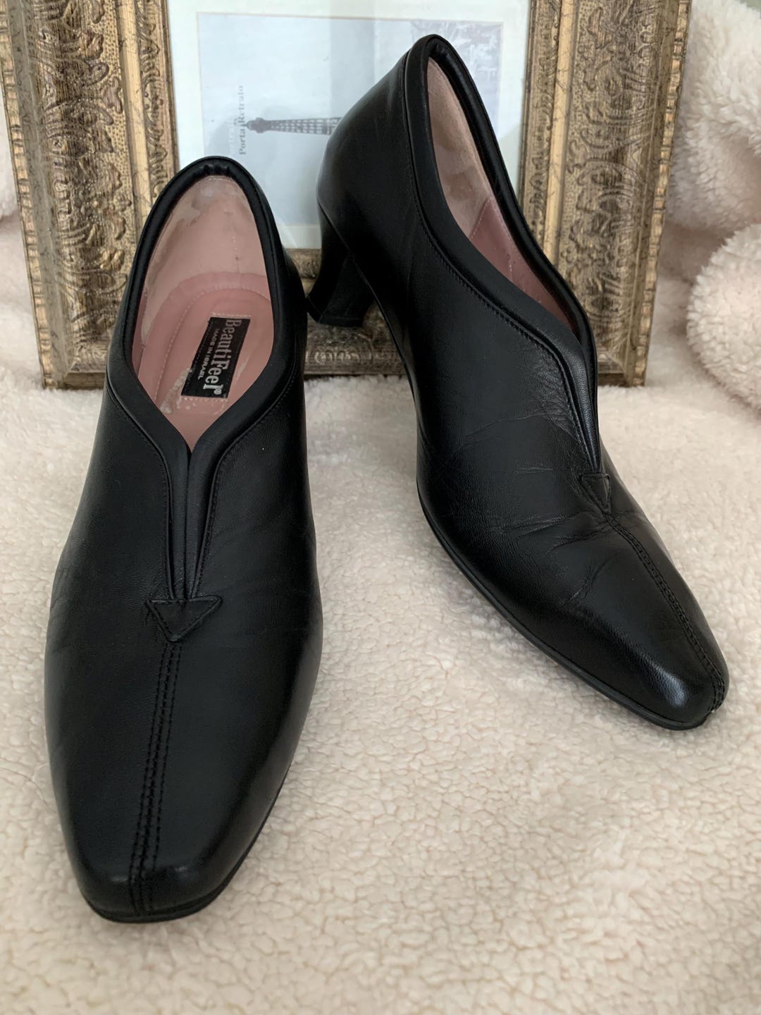 Beautifeel Rima Slip on Black Leather Pump Women Shoes Size 41/10-10.5 ...