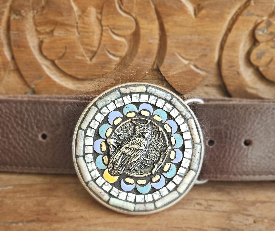 Mosaic Belt Buckle With Owl - Etsy