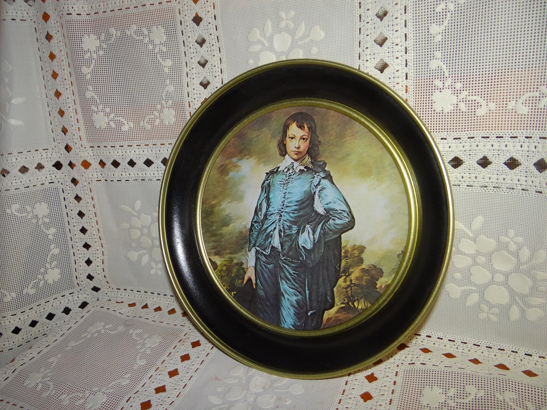 Vintage 1970's Blue Boy Metal Round Tray or Wall Hanging....made by ...