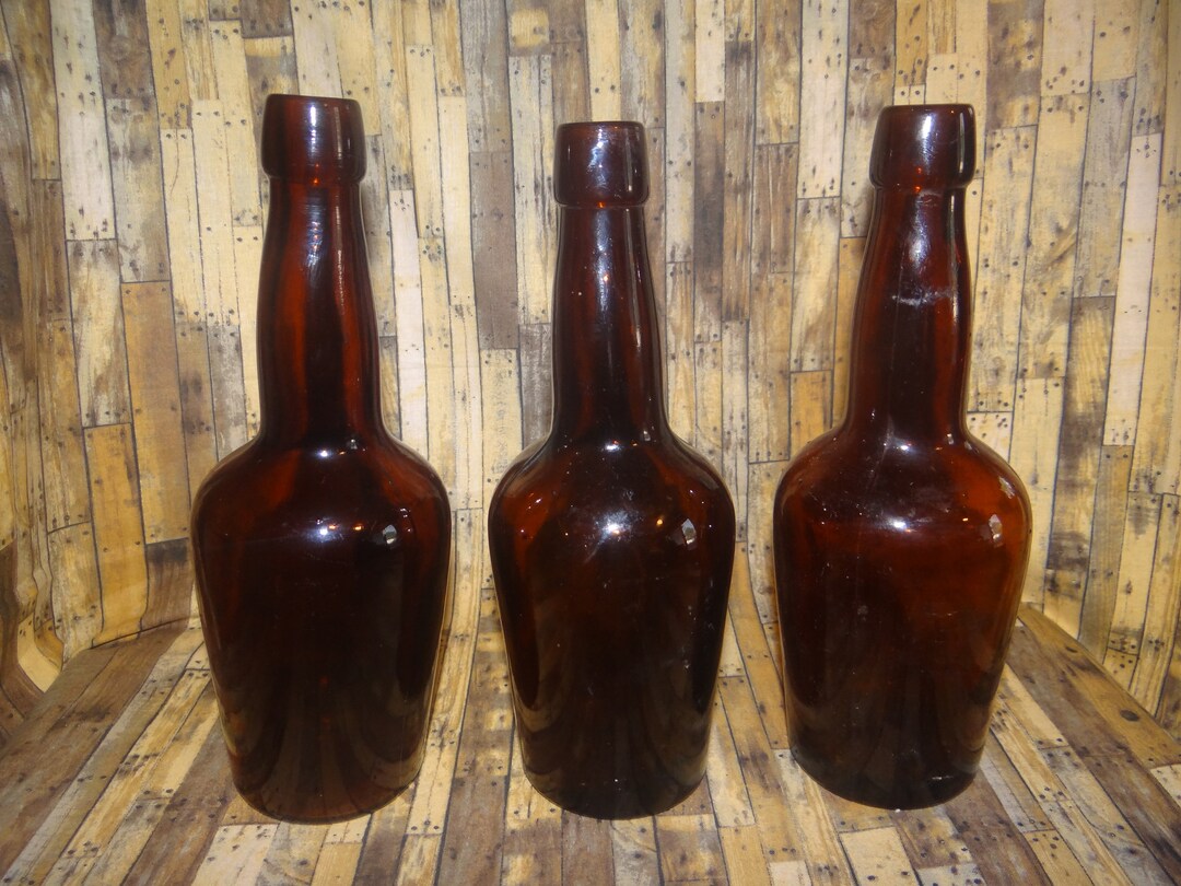 RARE Find Two 18th Century Blob Top Dark Amber Bottles...available ...