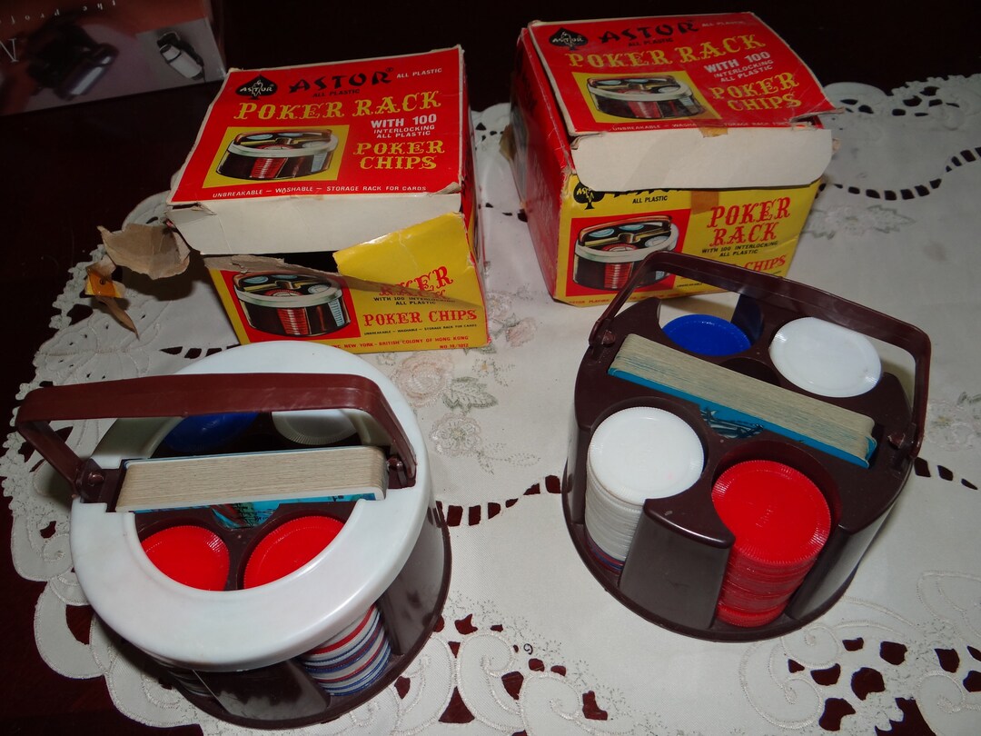 Vintage Astro Poker Chips Set... Poker Caddy Chips and Cards - Etsy