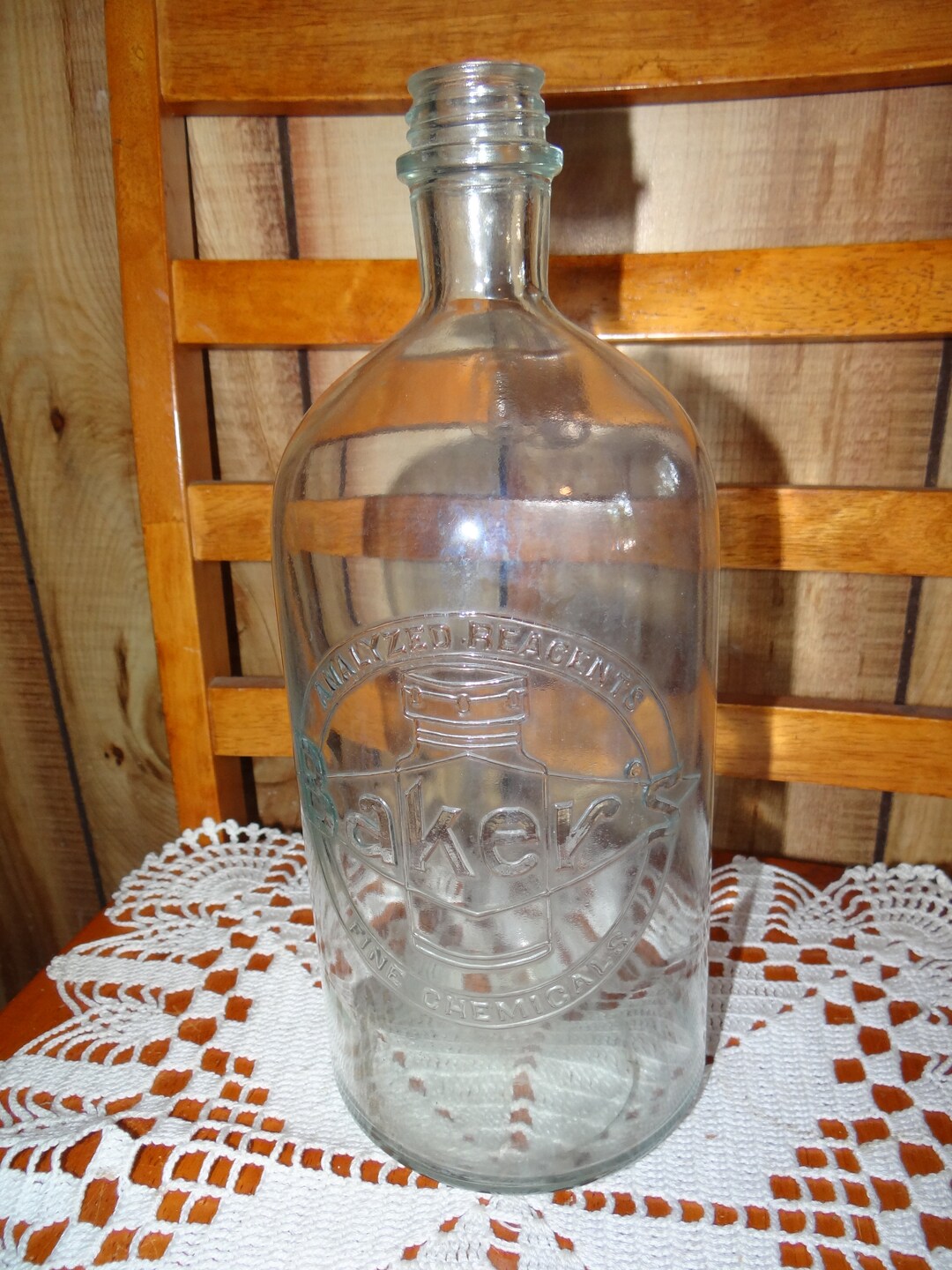 Vintage Baker's Analyzed Reagents Fine Chemicals Glass Bottle... No Lid ...