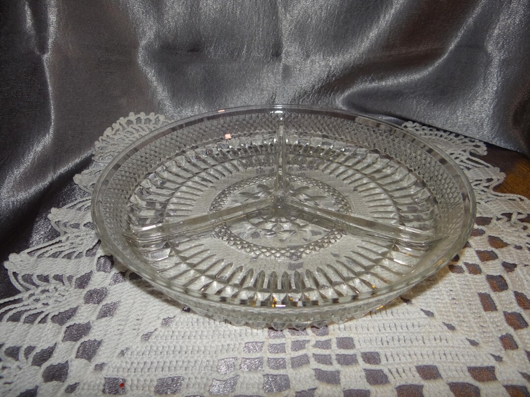 Vintage Lead Crystal Divided Relish Tray - Etsy