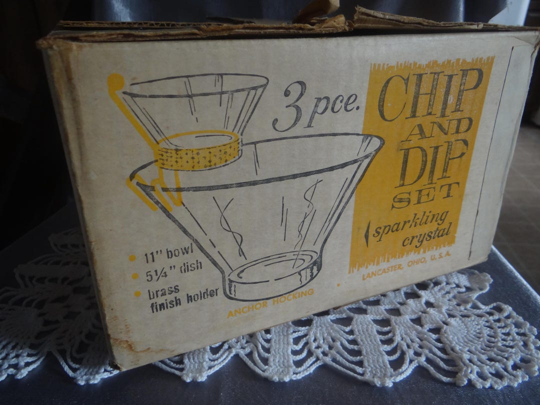Rare Find Vintage Anchor Hocking Complete Chip and Dip Set in Original ...