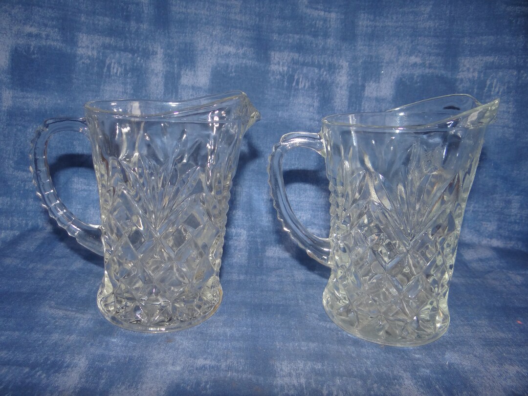 Two Vintage Diamond Cut Tall Creamers.. Price and Shipping Quoted Are ...