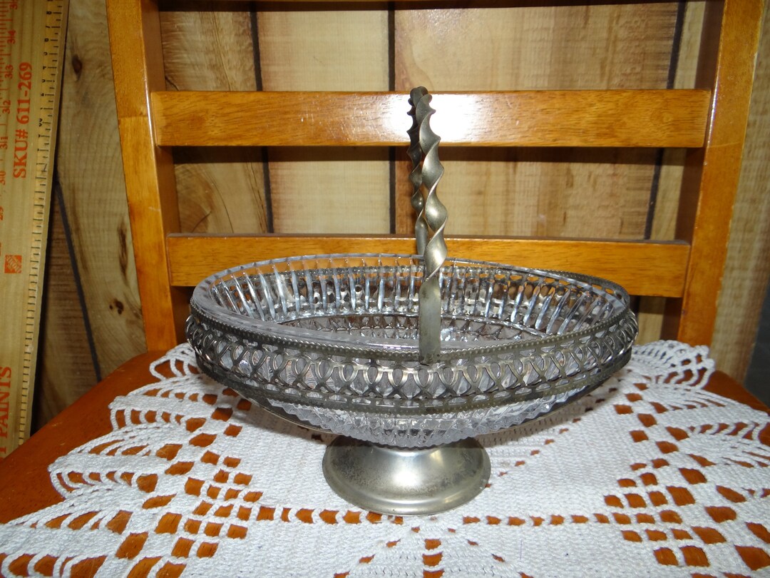 Vintage Metal Holder With Glass Insert... so Unique - Etsy