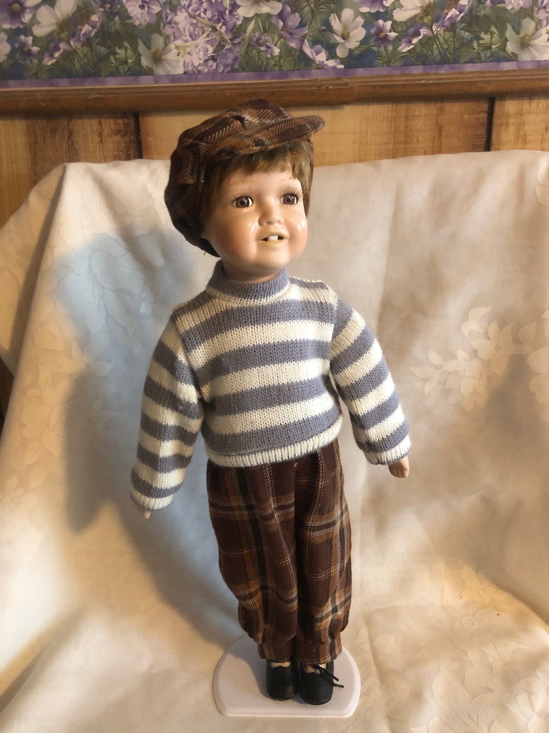 Vintage Porcelain Boy Doll With Metal Stand - Etsy