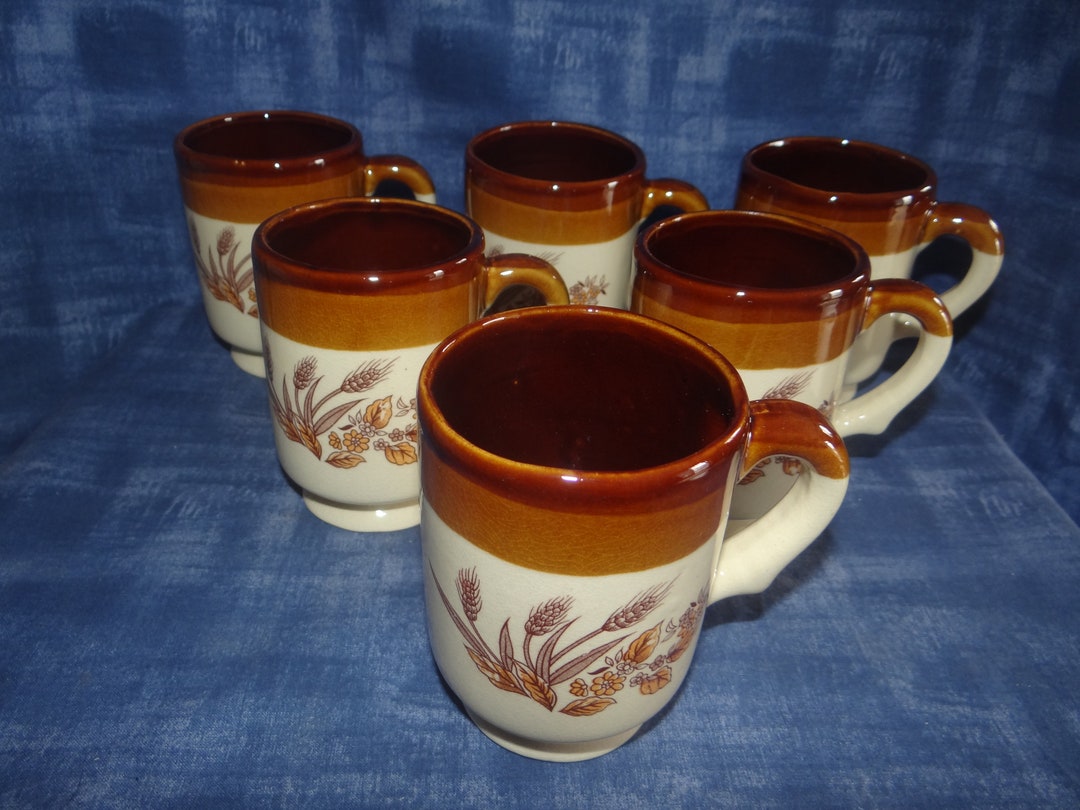 Set of 6 Vintage Stoneware Mugs .. Please Read Description - Etsy