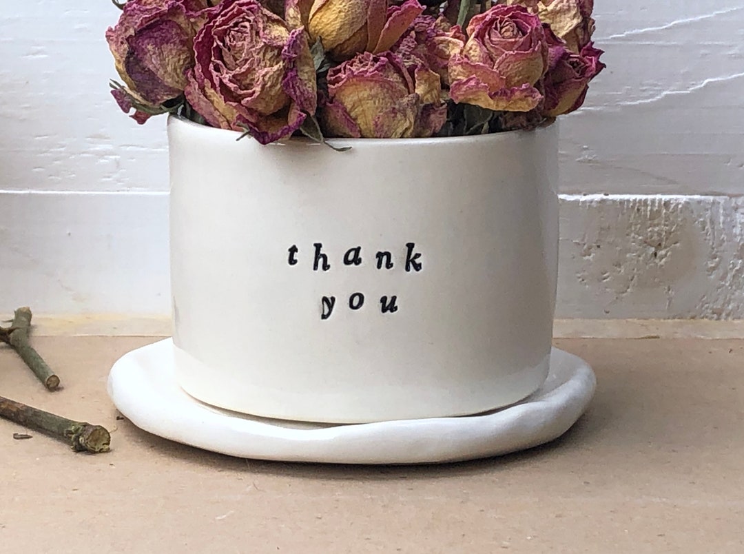 Thank You Cup and Saucer. Hand-built Ceramic Cup With Drainage Holes ...