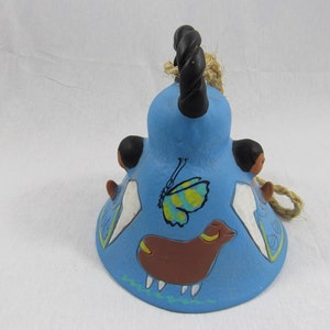 Vintage Folk Art Rustic Clay Bell on Rope Mexico Terra Cotta Garden ...