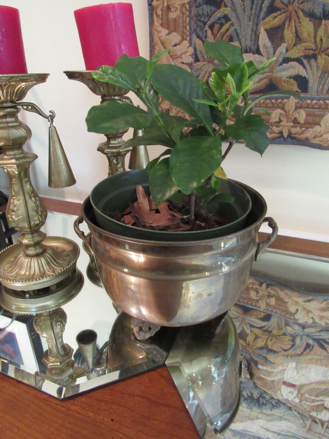 Vintage Solid Brass Footed Cache Pot Planter - Etsy