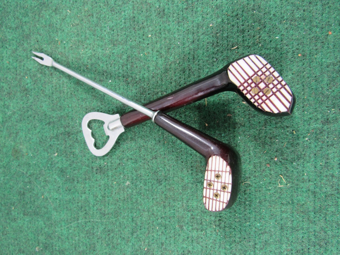 Vintage Golf Bag Bar Set Bartender Set Bottle Opener Bar Fork - Etsy
