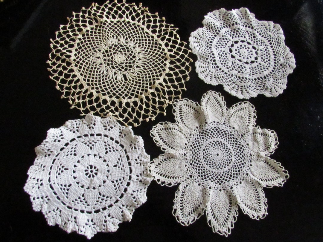 Vintage Embroidery Doilies Crochet Doily Victorian Style Round Dresser ...