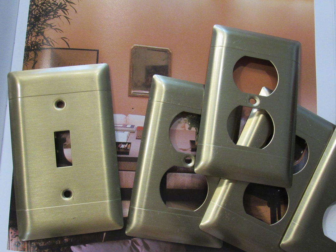 Vintage Gold Metal Switchplate Receptacles Gold Metal Switch Plate Home ...