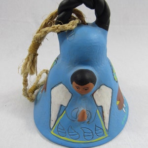 Vintage Folk Art Rustic Clay Bell on Rope Mexico Terra Cotta Garden ...