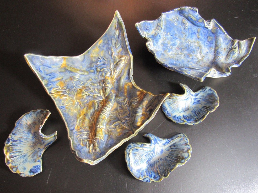Vintage RARE Lee Sipe Art Pottery Folded Bowl EACH Fossilized Pattern ...