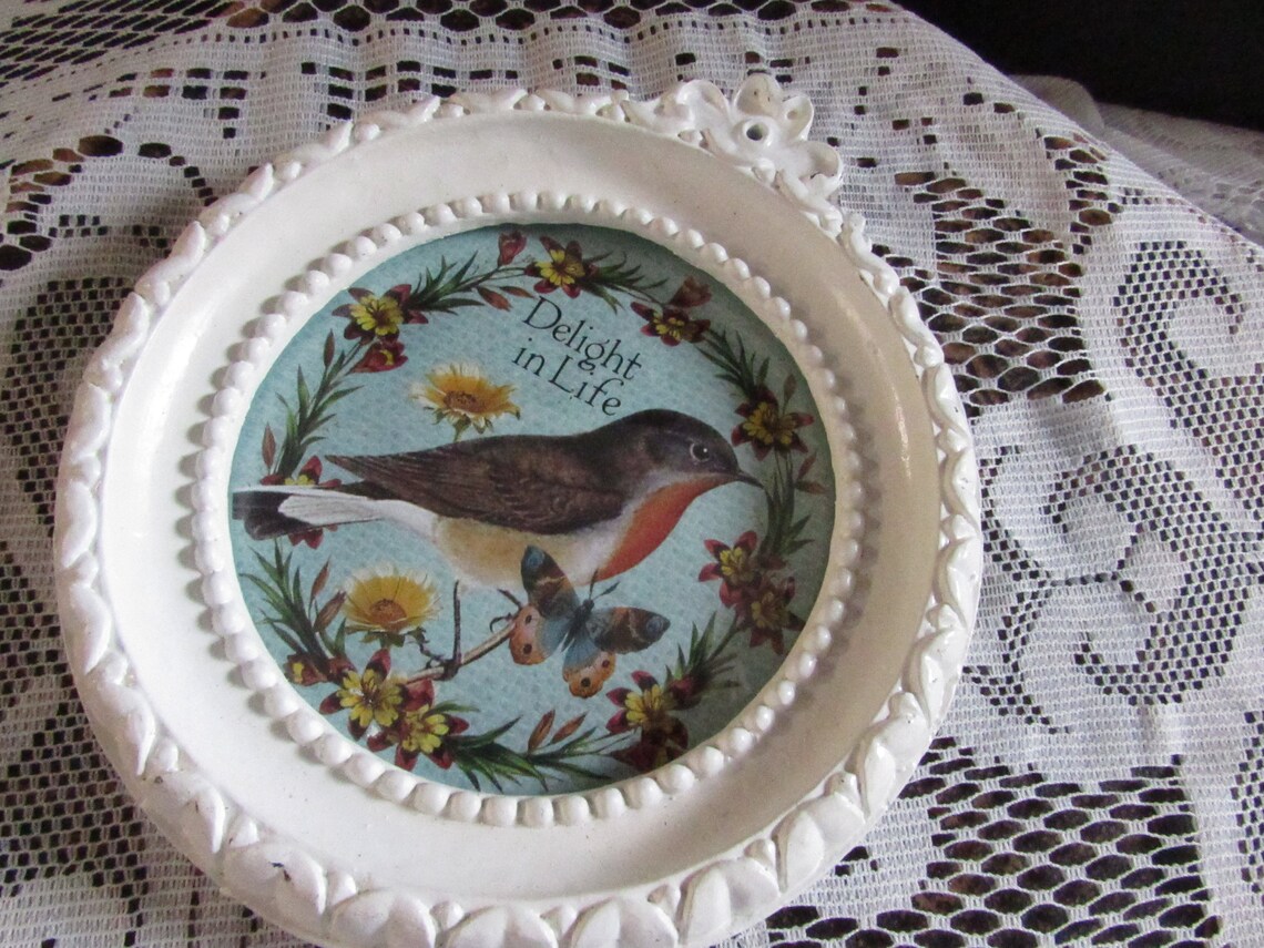 Vintage Framed Bird Wall Hanging Upcycle | Etsy