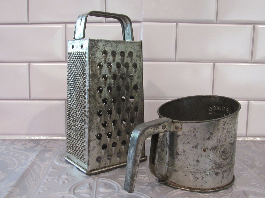 Vintage Rusty Box Grater OR Flour Sifter Kitchen Tools Retro Kitchen ...