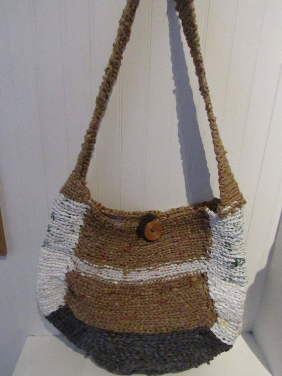Handcrafted Tote Made of Recycled Plastic Bags reusab… - Gem