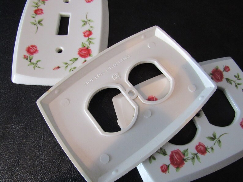 Vintage Plastic Rose Light Switch Plate Receptacle Cover Set - Etsy