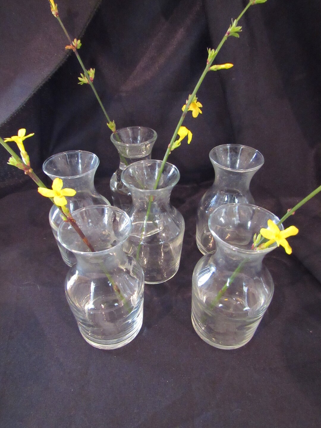 Vintage Set of 5 Clear Miniature Vases Minimalist Floral Design ...