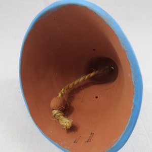 Vintage Folk Art Rustic Clay Bell on Rope Mexico Terra Cotta Garden ...