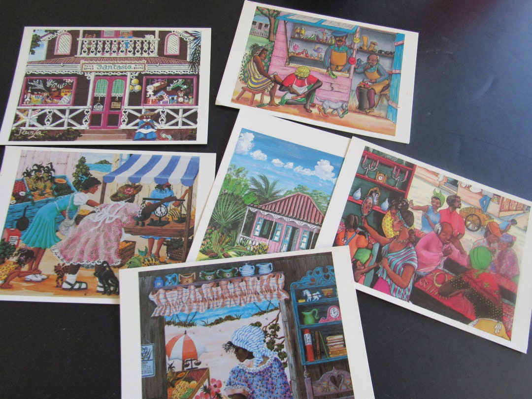 Vintage Caribbean Art Postcards St. Marten, Netherlands Antilles EACH ...
